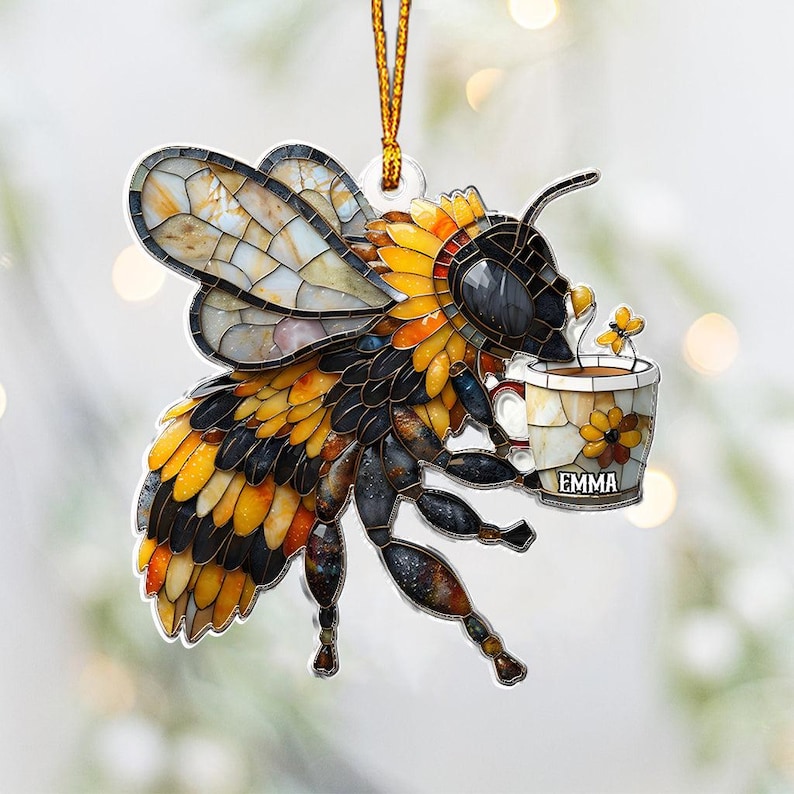 Love Bees Personalized Bee Custom Shaped Ornament, Christmas Honey Bee ...