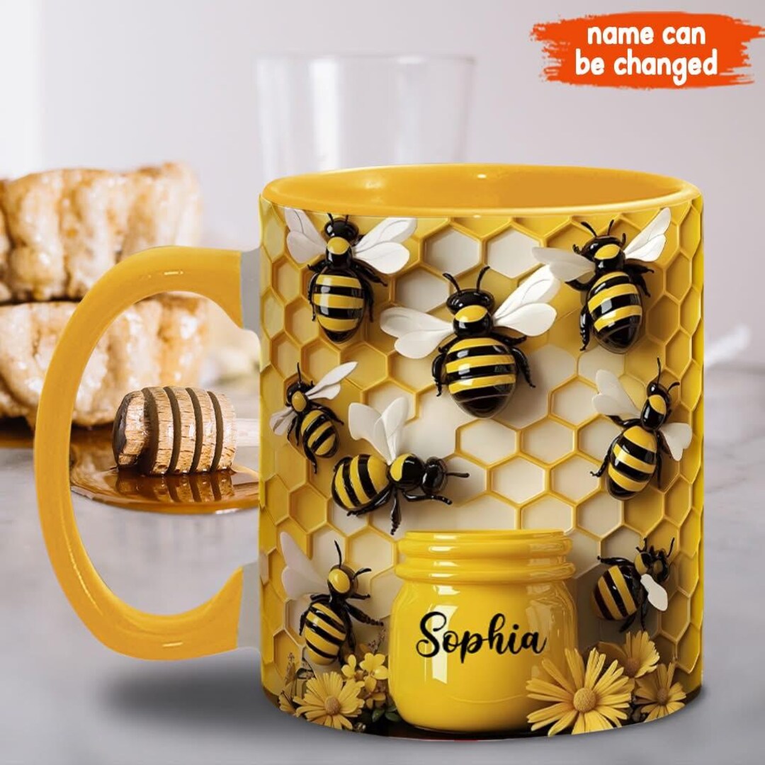 Gardening Stunning Bee Personalized Gardening Accent Mug, Bee Coffee ...