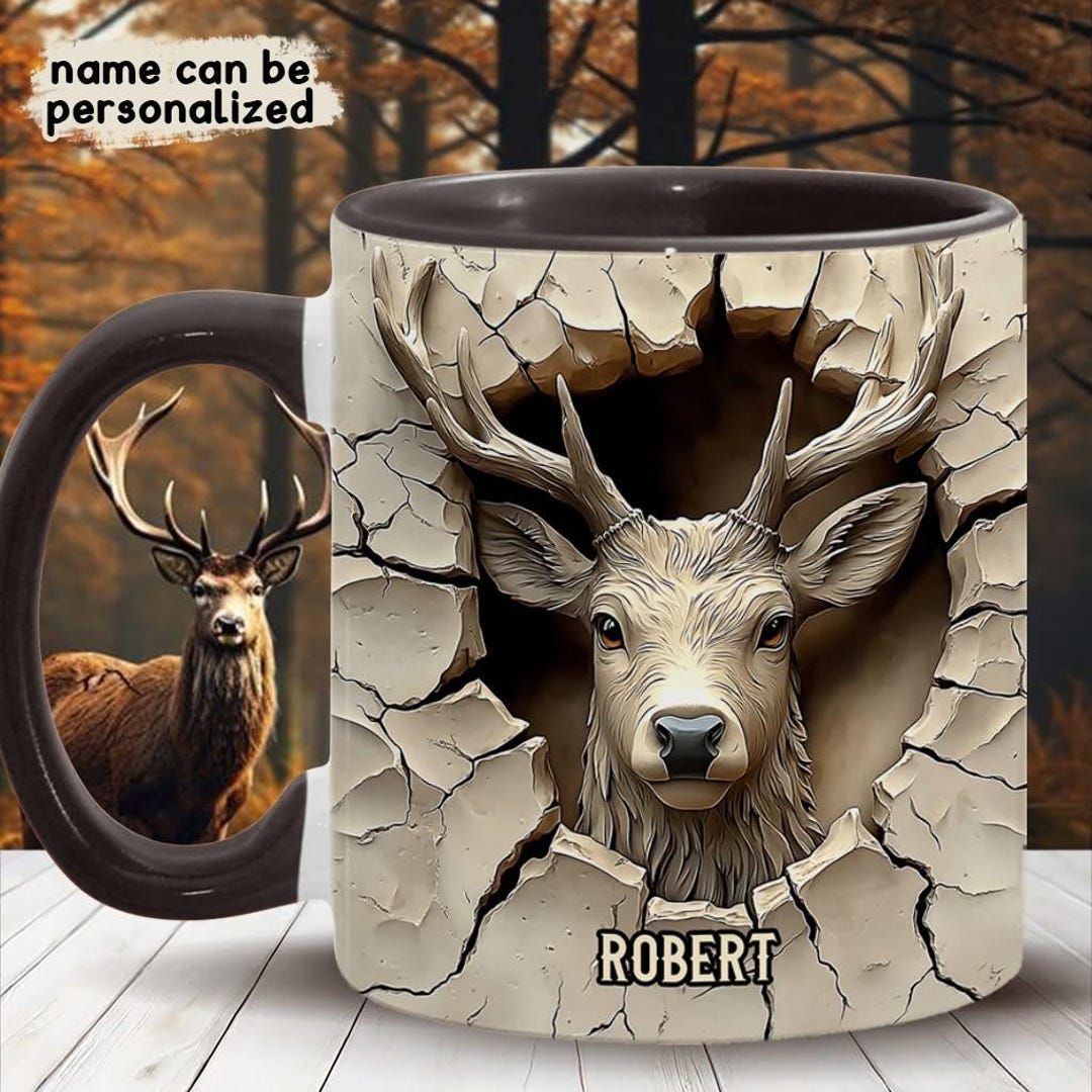 Love Hunting Personalized Hunting Accent Mug, Embossed Effect Deer ...