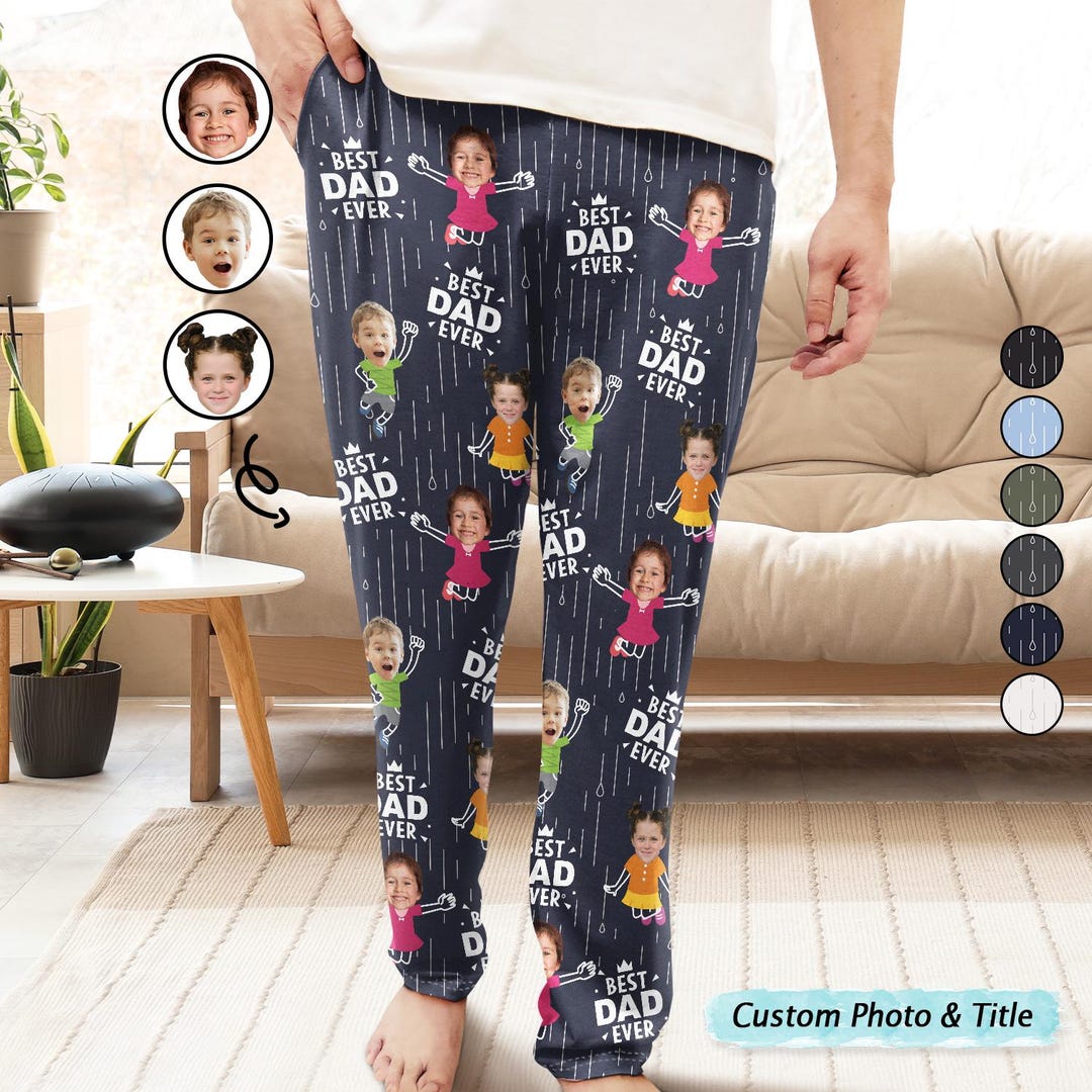 Custom Photo Cute Kids Best Dad Grandpa Ever Rain Pattern ...