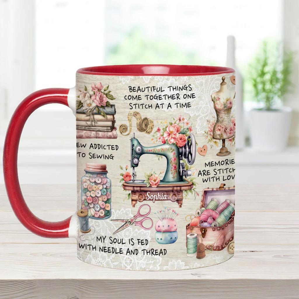 Sew Addicted to Sewing Personalized Sewing Accent Mug, Sewing Gift 2025 ...