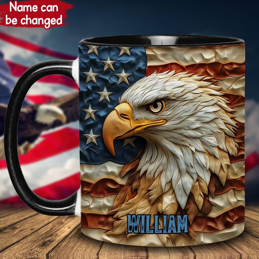 Strong Eagle Personalized Bald Eagle Accent Mug, Bald Eagle Lover ...
