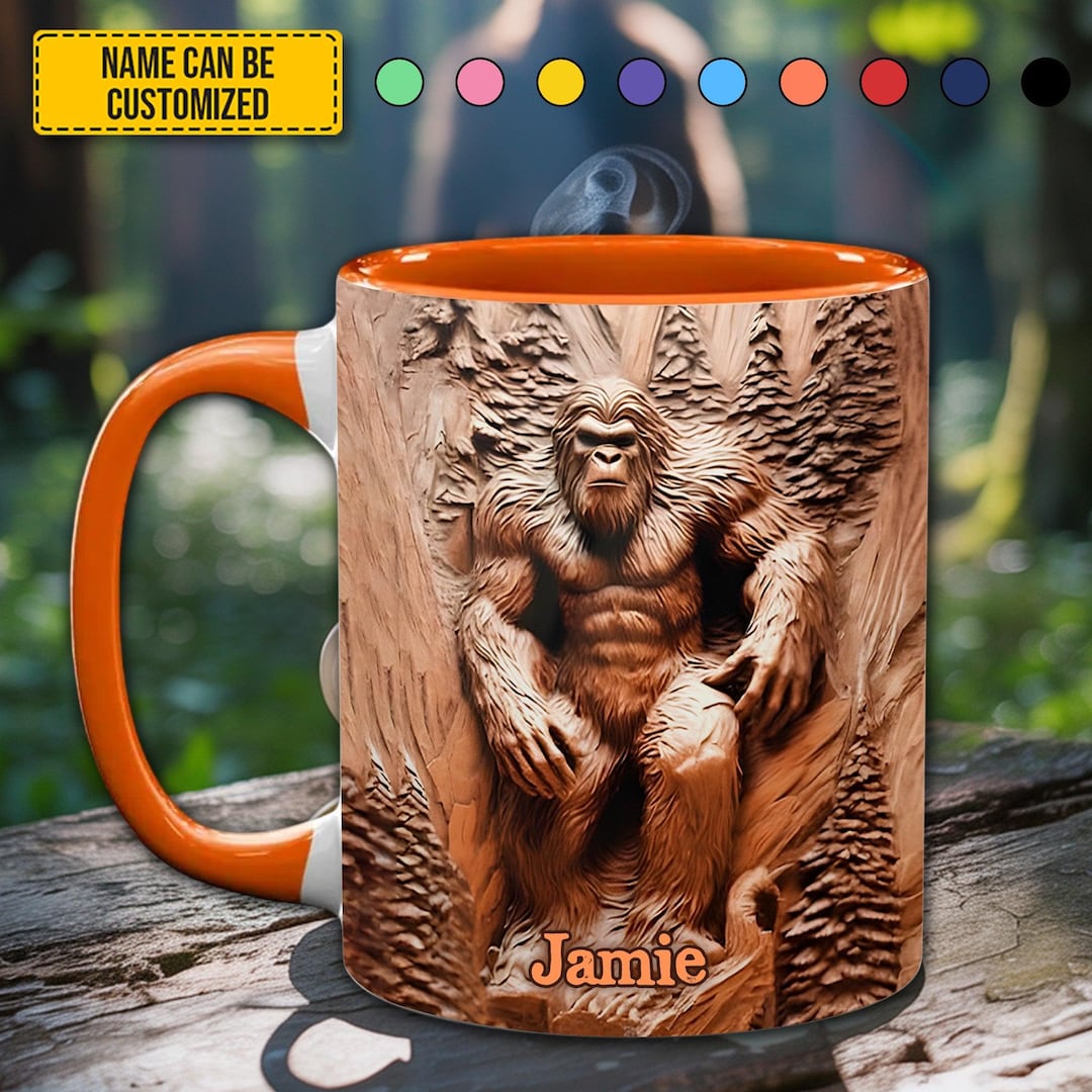 Bigfoot Vibes - Personalized Sasquatch Accent Mug, Funny Bigfoot Mug ...