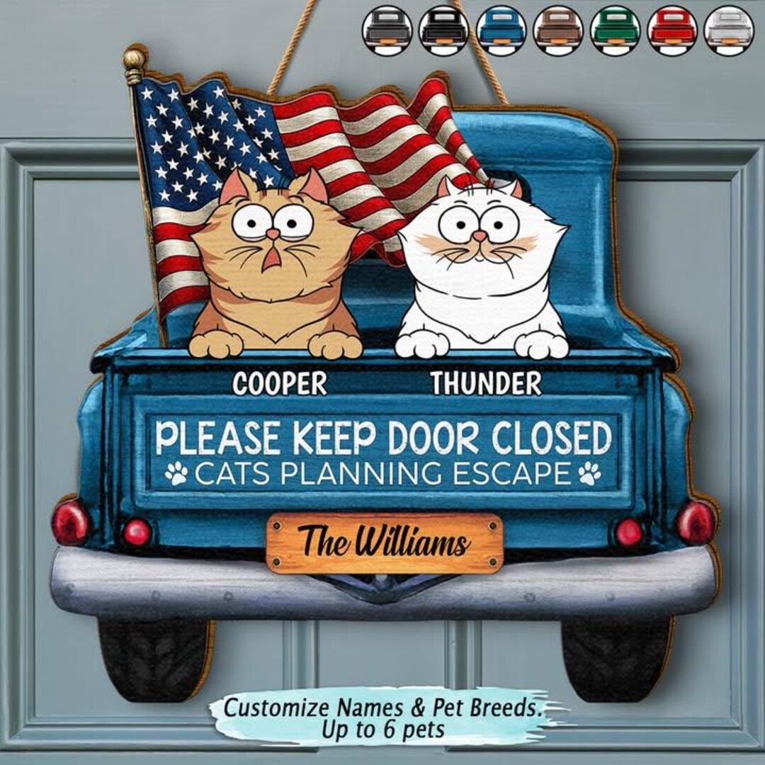 Cats Planning Escape Truck - Personalized Custom Shaped Wood Sign ...