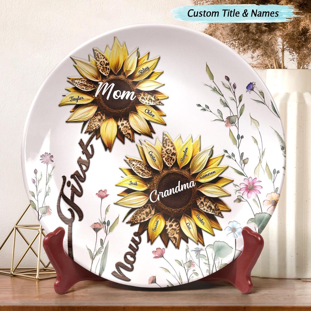 First Mom Now Grandma Personalized Ceramic Plate, Mother Day Gift ...