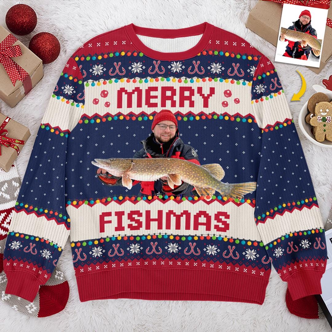 Custom Photo Fisherman Fishing Personalized Custom Ugly Sweatshirt ...