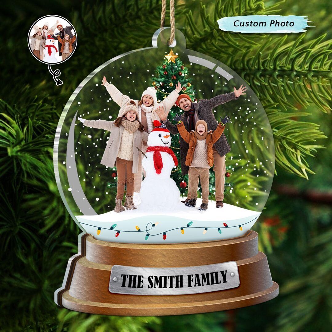 Custom Photo Family Snow Globe Winter Theme, Personalized 2-layered Mix ...