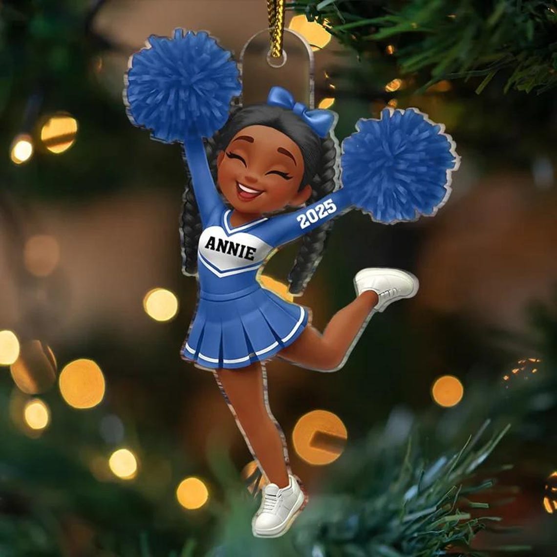 3D Effect Cheerleader - Personalized Custom Shaped Acrylic Ornament ...