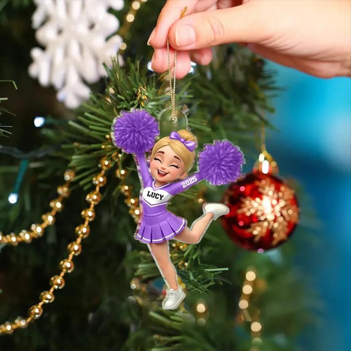 3D Effect Cheerleader - Personalized Custom Shaped Acrylic Ornament ...