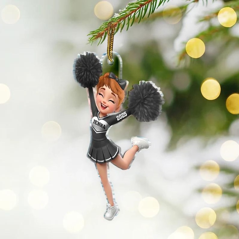 3D Effect Cheerleader - Personalized Custom Shaped Acrylic Ornament ...