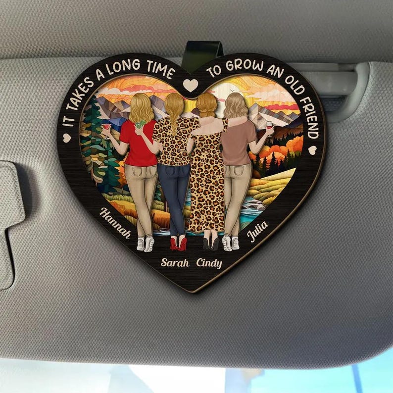 Bestie Old Friends Take Time to Grow Personalized Custom Car Visor Clip ...