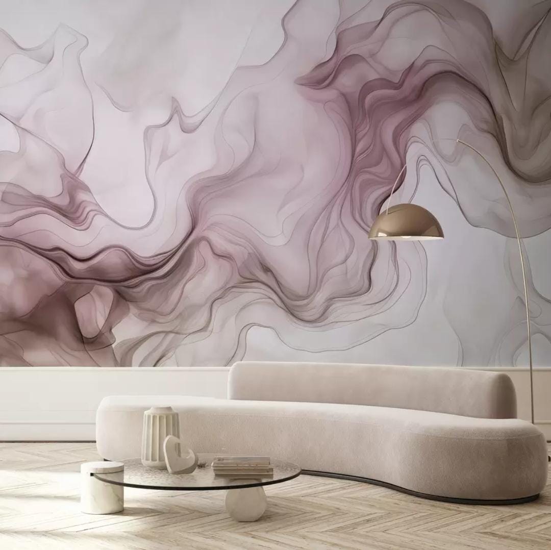Fluid Wall Mural Photo Wallpaper Pink and Beige Marble Wall Mural ...