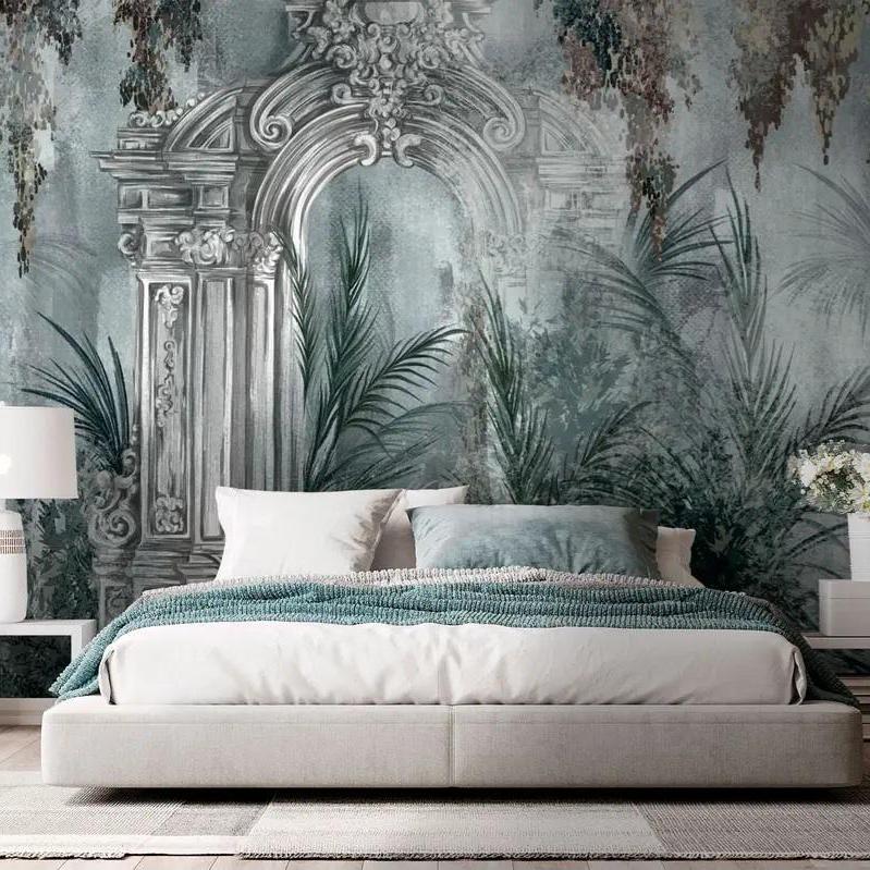 Antique Arches Blue Murals Vintage Wallpaper Scenic Wall Mural Blue ...