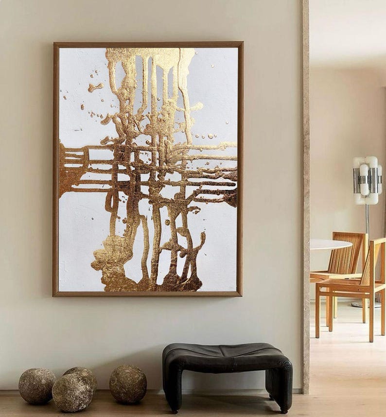 Cross of Lord Gold Leaf Golden Painting on Canvas Original Wall Art ...