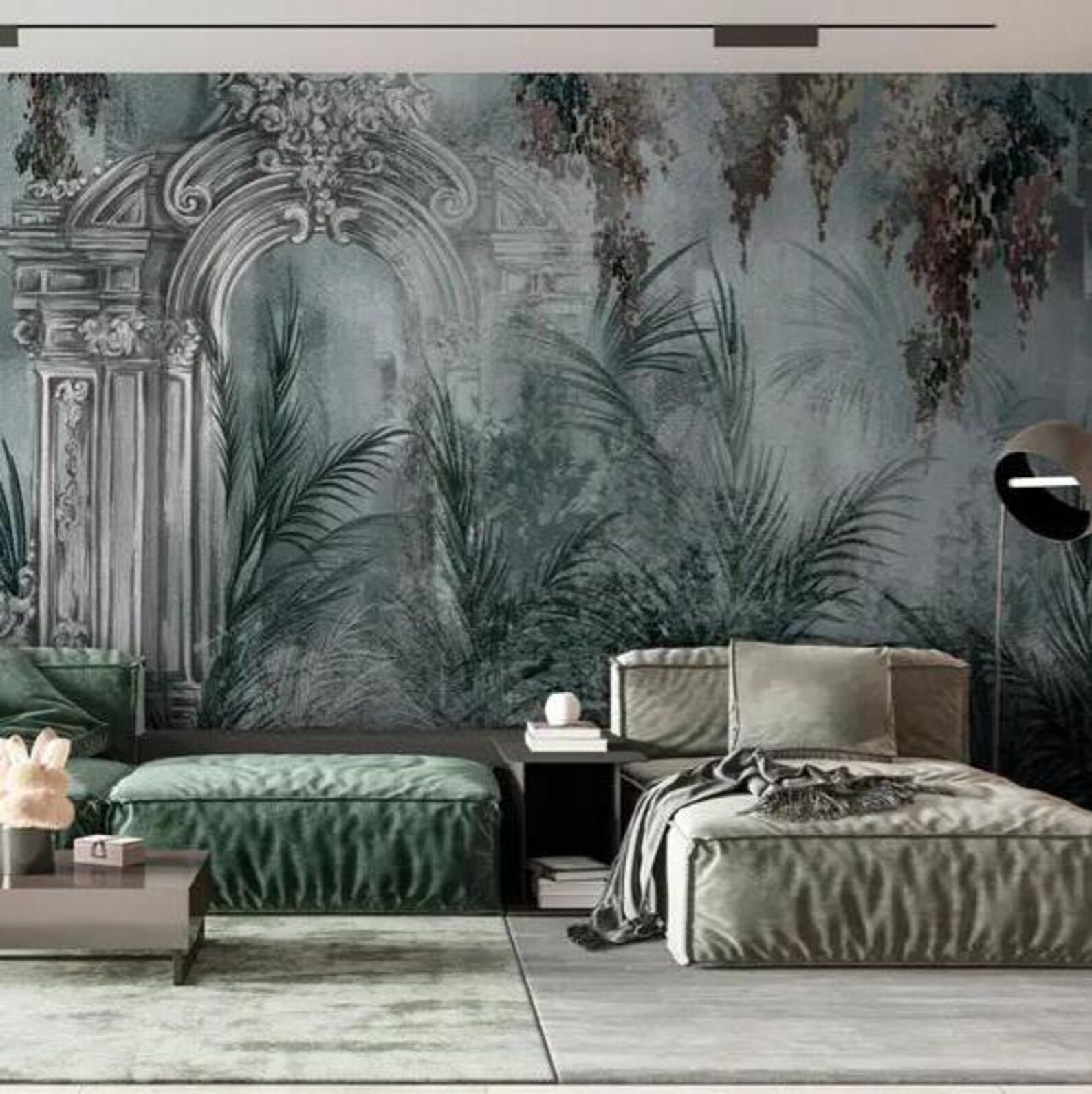 Antique Arches Blue Murals Vintage Wallpaper Scenic Wall Mural Blue ...