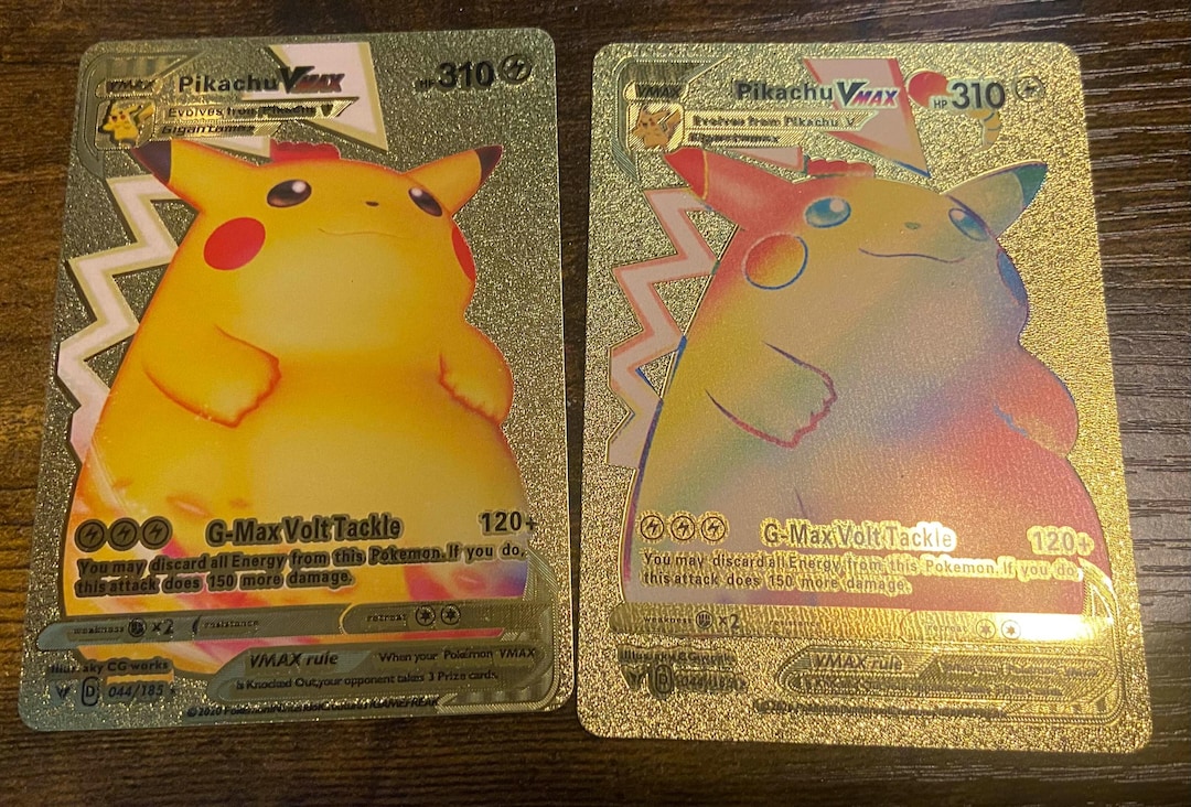 Gold Pokemon Card Fat Pikachu Gigantamax Full Art V Max - Etsy