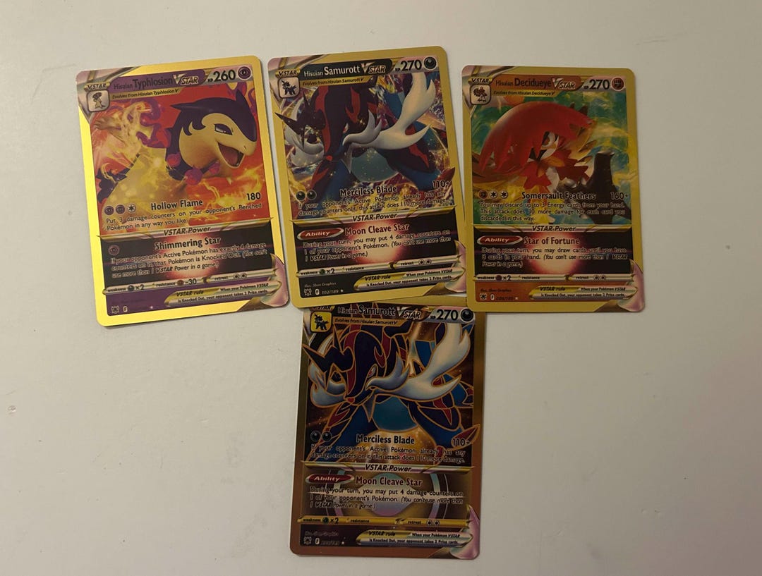 Gold Pokemon Cards Hisuian Typhlosion Samurott Decidueye Vmax Pokémon ...