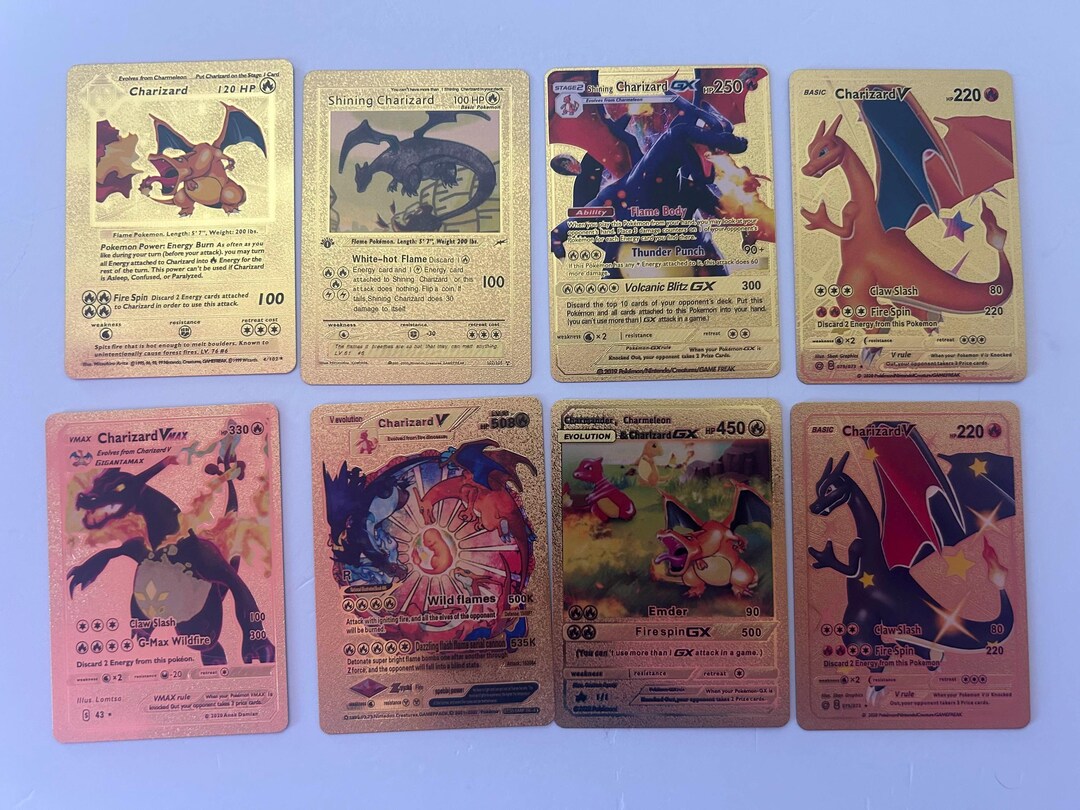 Gold Metal Charizard Pokemon Cards Pokémon - Etsy