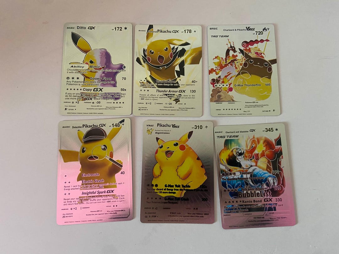 Silver Pokemon Cards Legendary Pokémon Pikachu - Etsy