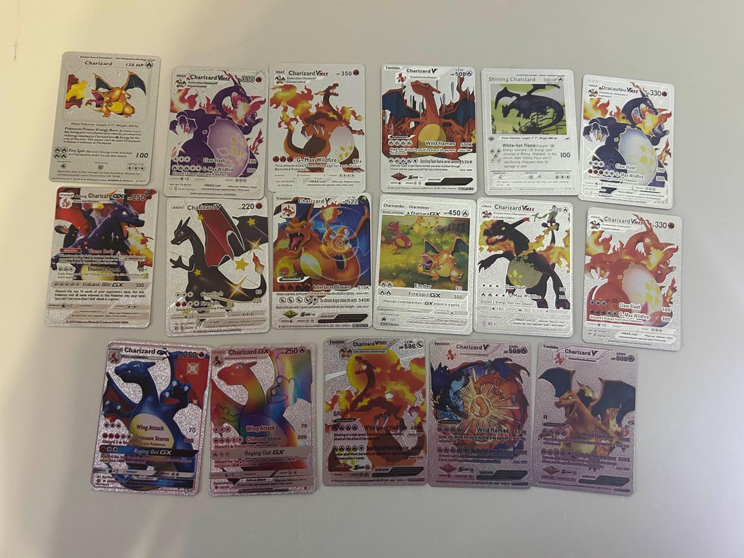 Silver Pokemon Cards Charizard Pokémon - Etsy