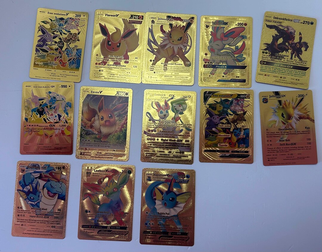 Gold Eevee and Eeveelutions Pokemon Cards Pokémon - Etsy