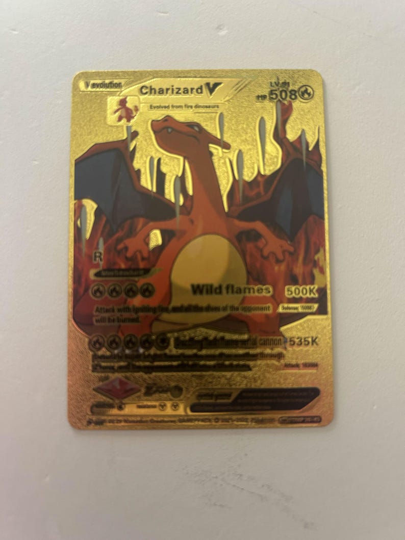 Gold Metal Charizard Pokemon Card Pokémon - Etsy