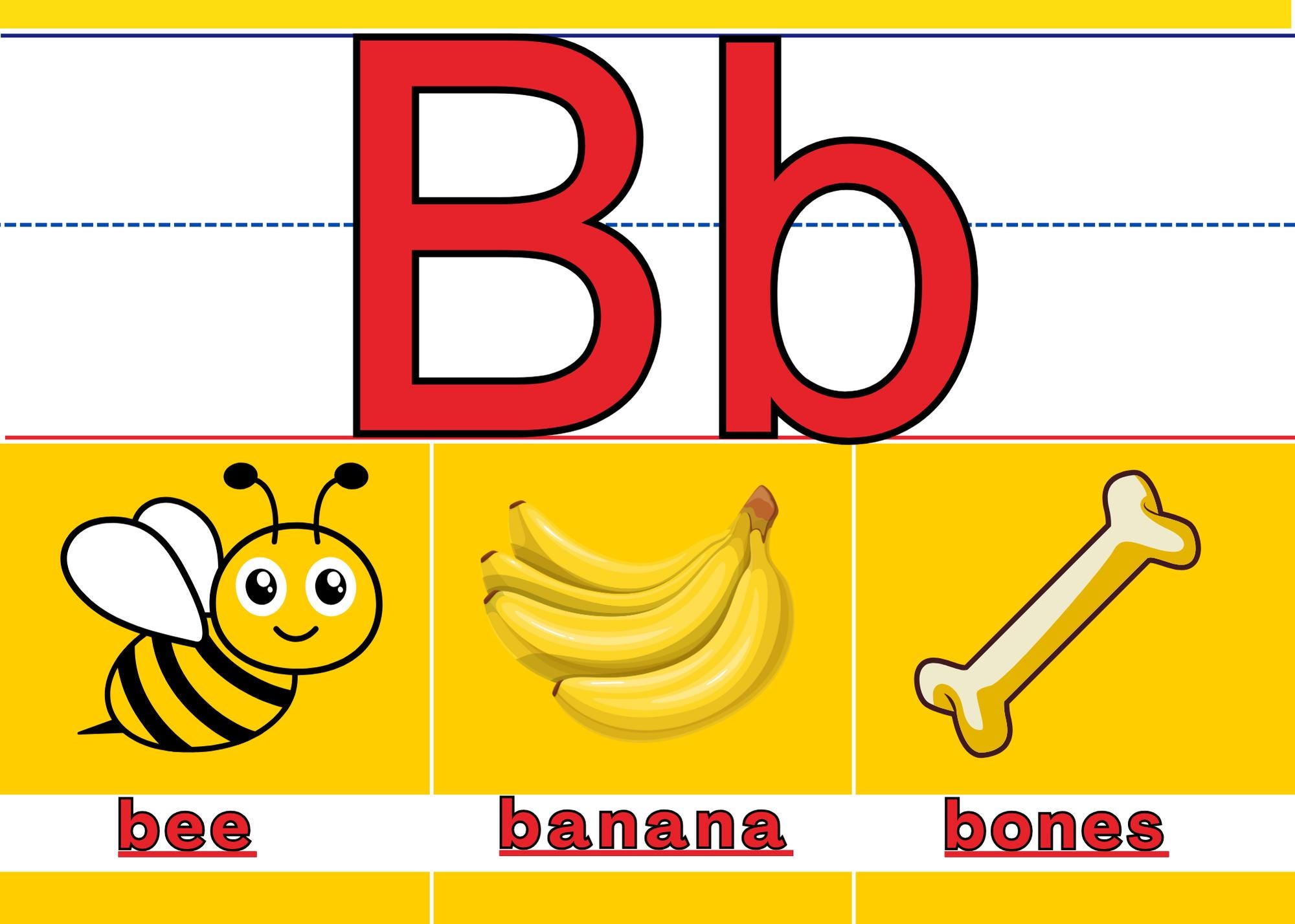 Alphabet Flash Card From A to Z With 3 Example Each Letter, Writing ...