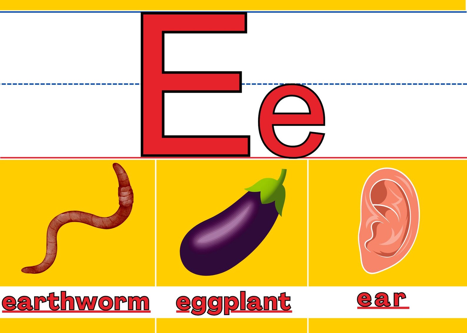 Alphabet Flash Card From A to Z With 3 Example Each Letter, Writing ...