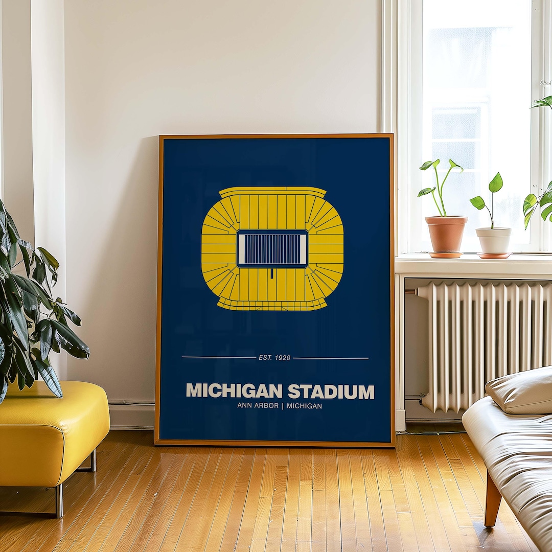 Michigan Stadium Print, Michigan Wolverines Poster, NCAA Football ...