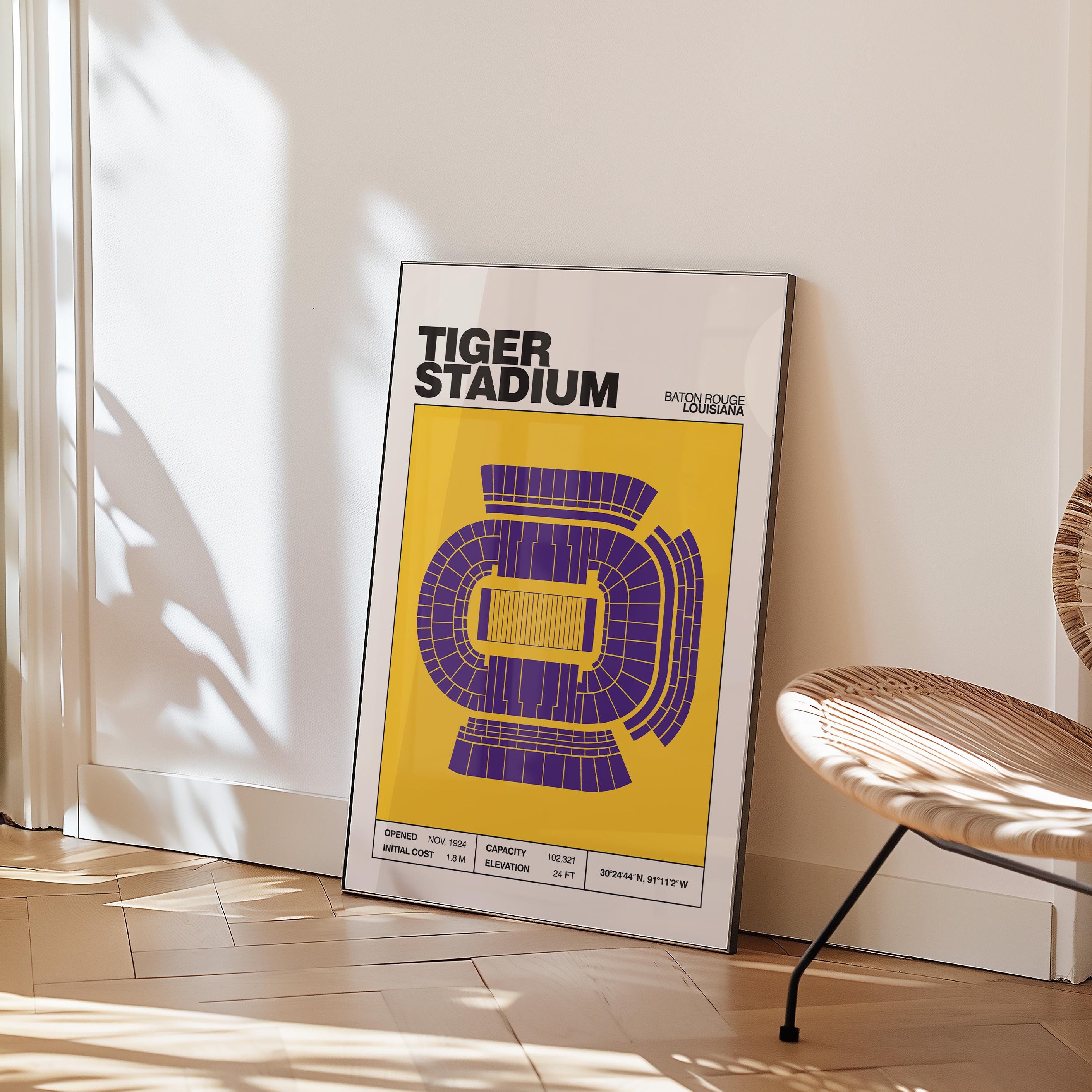 Tiger Stadium Print, LSU Tigers Poster, NCAA Football Poster, Sports ...