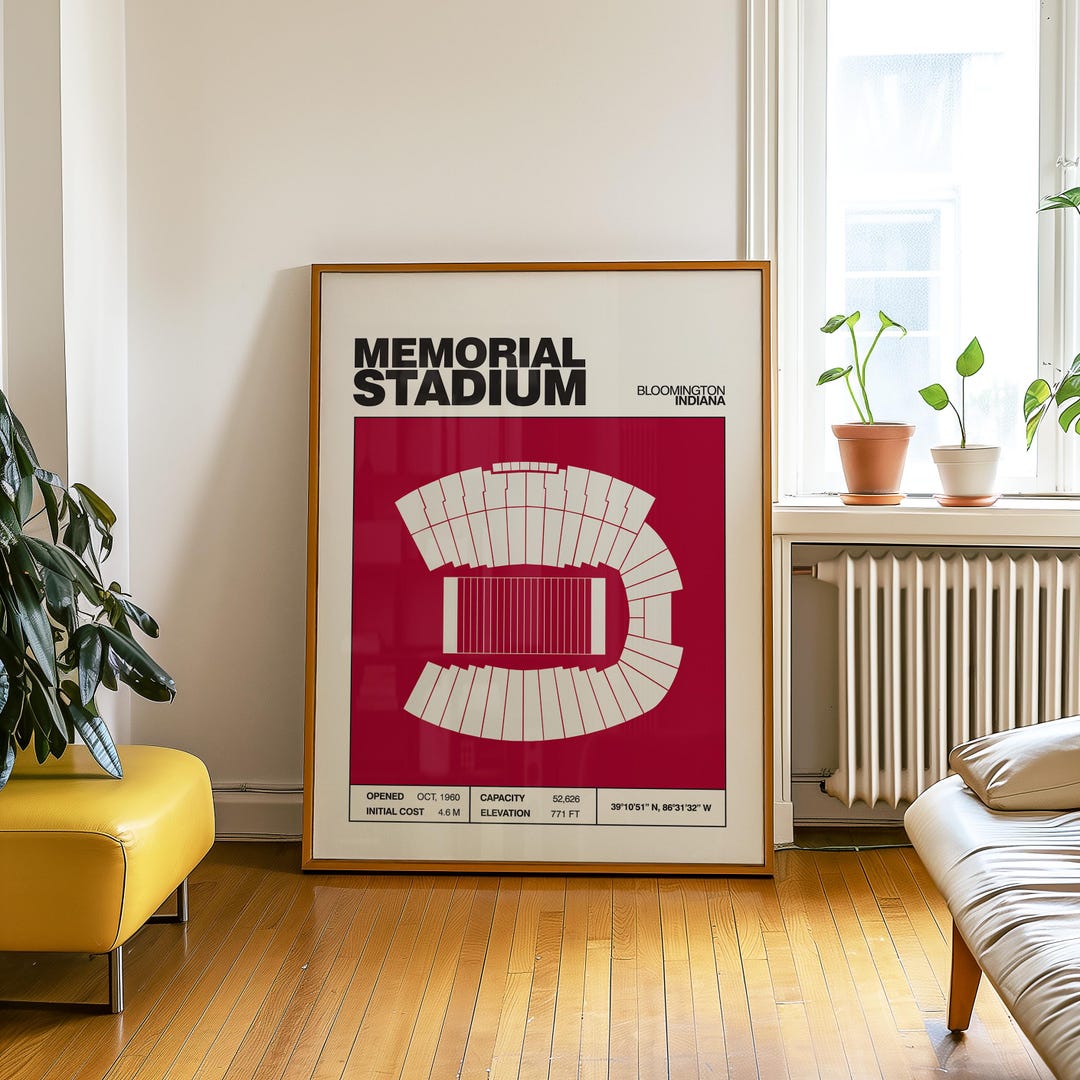Memorial Stadium Print, Indiana Poster, NCAA Football Poster, Sports Bedroom Posters, Minimalist ...