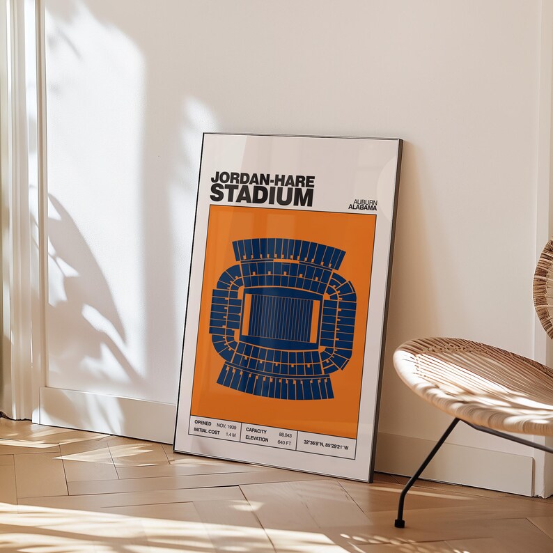 Jordan-hare Stadium Print, Auburn Tigers Poster, NCAA Football Poster ...