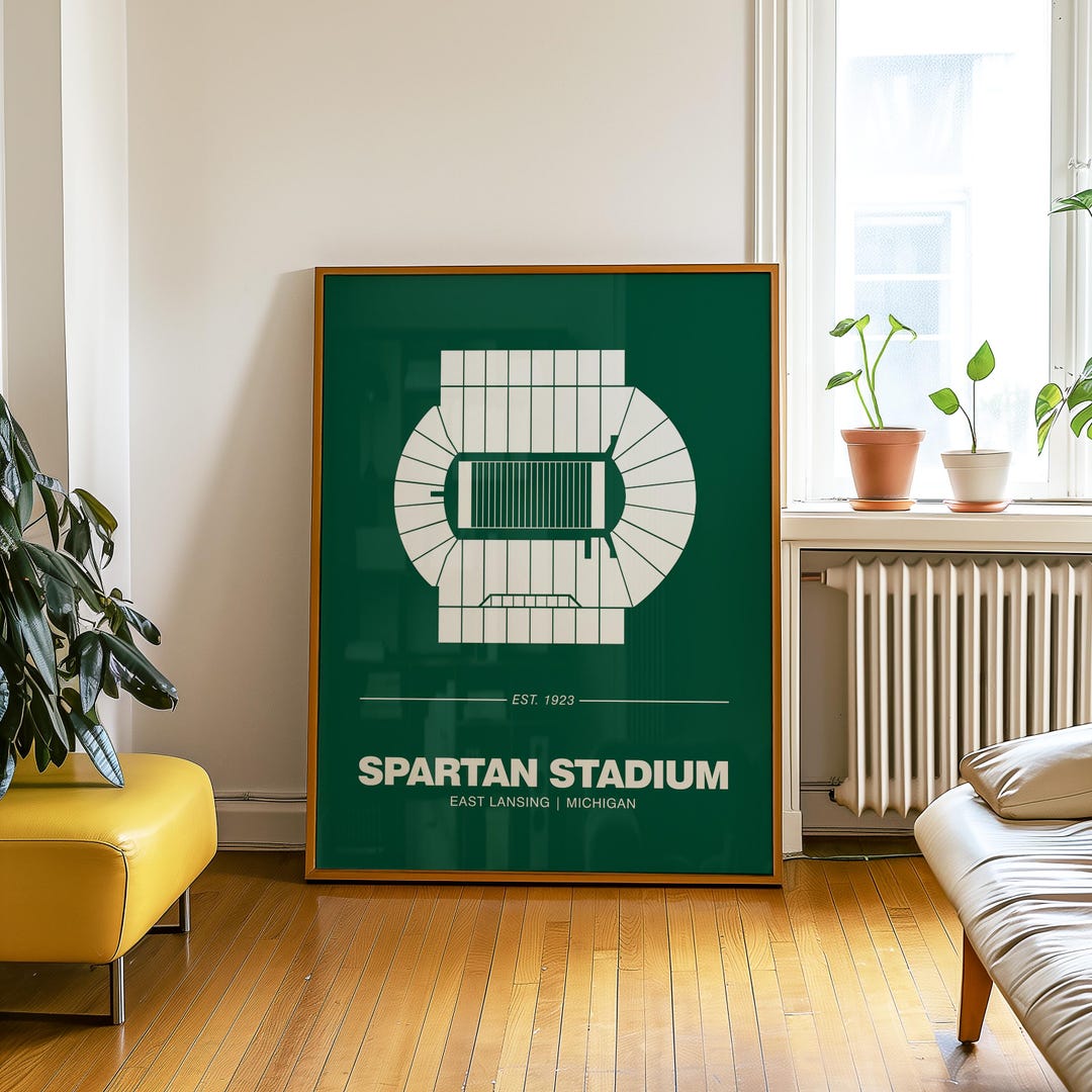 Spartan Stadium Print, Michigan State Spartans Poster, NCAA Football ...