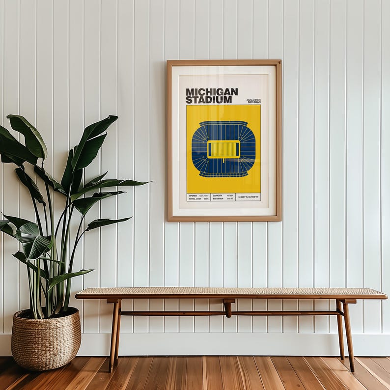 Michigan Stadium Print, Michigan Poster, NCAAF Football Poster, Sports ...
