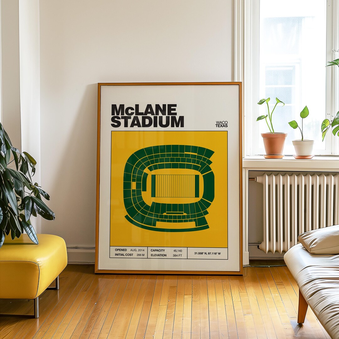 Mclane Stadium Print, Baylor Bears Poster, NCAA Football Poster, Sports ...