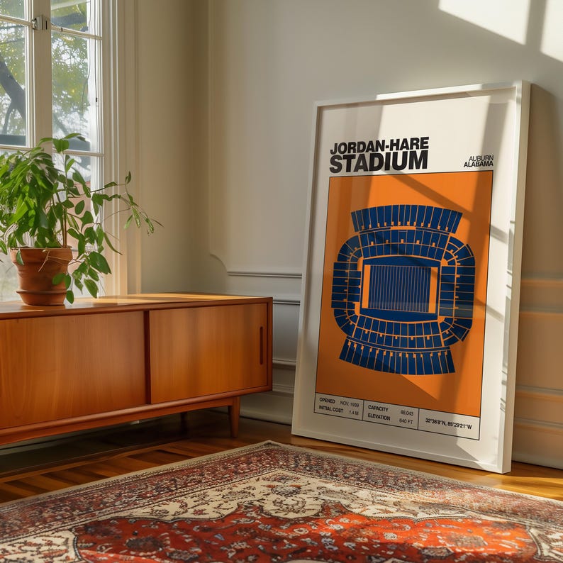 Jordan-hare Stadium Print, Auburn Tigers Poster, NCAA Football Poster ...