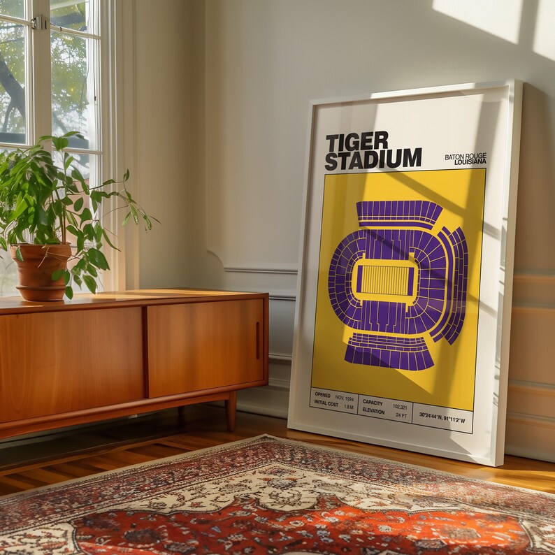 Tiger Stadium Print, LSU Tigers Poster, NCAA Football Poster, Sports ...