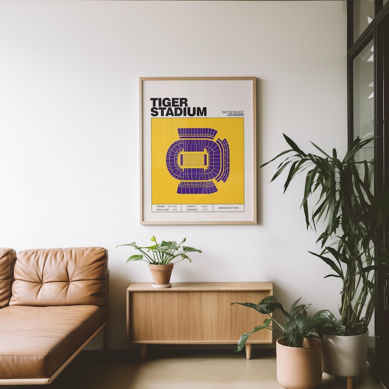 Tiger Stadium Print, LSU Tigers Poster, NCAA Football Poster, Sports ...