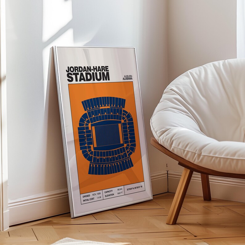 Jordan-hare Stadium Print, Auburn Tigers Poster, NCAA Football Poster ...