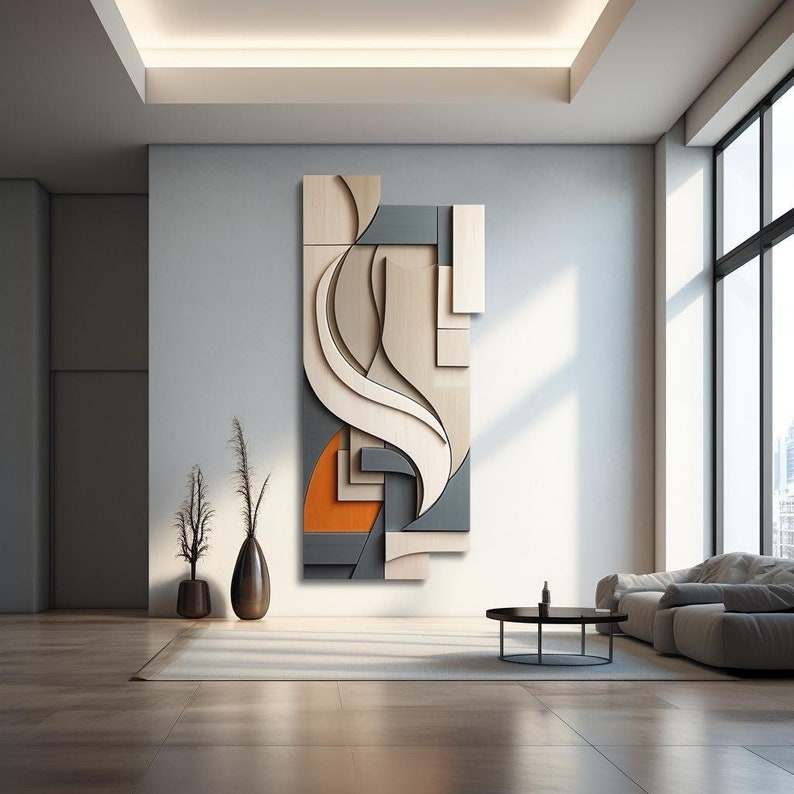 3D Wooden Wall Sculpture: Large Minimalist Art Decor - Etsy