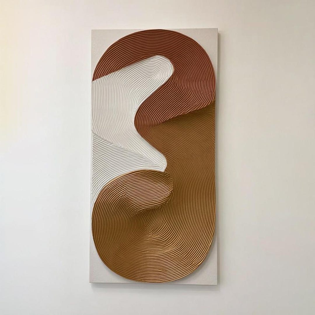 Tactile Wave Relief Panels: Warm Neutral Tone Organic Curve Sculpture ...