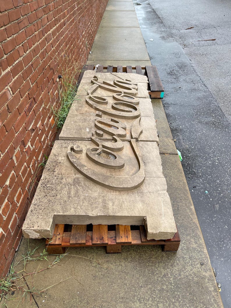 Original Antique Coca Cola Limestone Script Salvage From GA Bottling ...