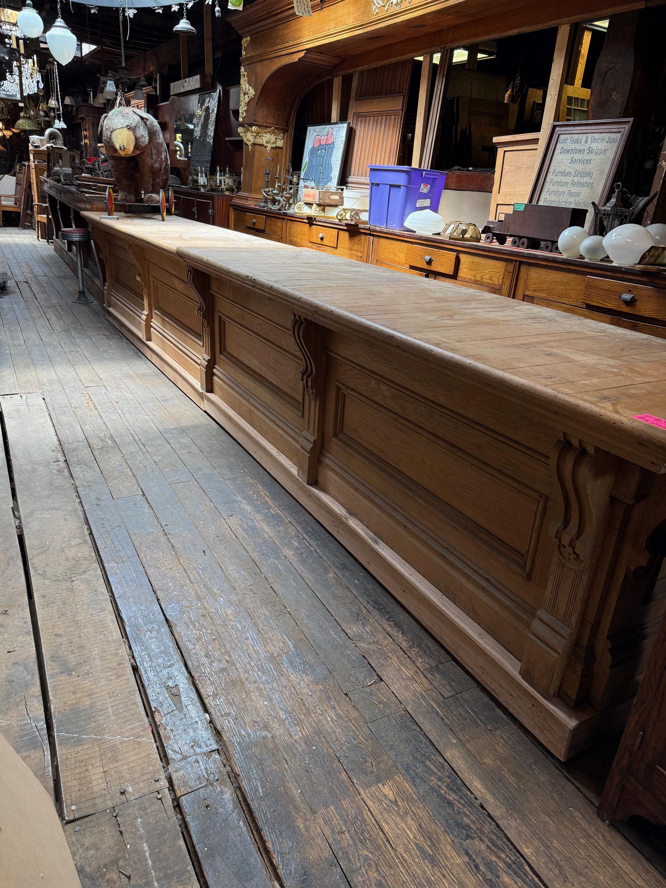 Original Antique Early 1900s Oak Front Bar/store Counter - Etsy