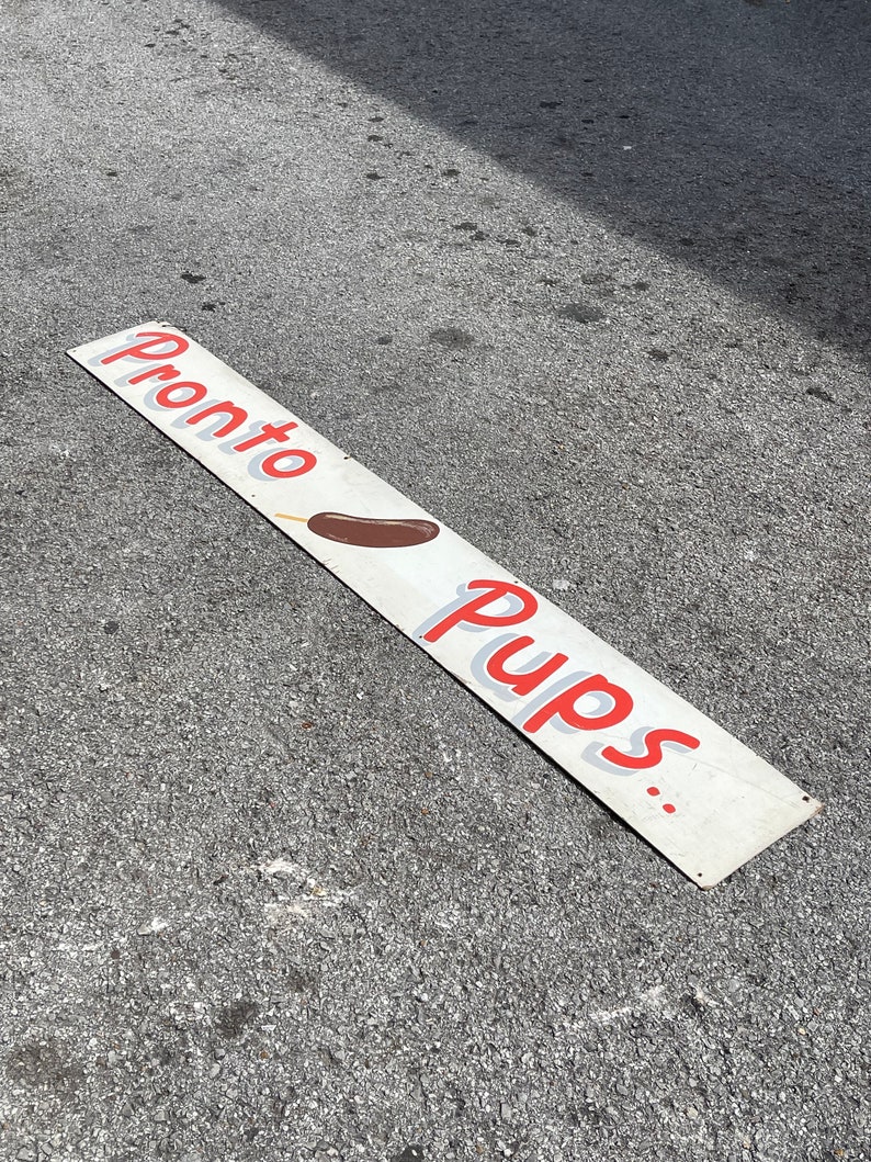 Original Antique 1960s Hand Painted Masonite Pronto Pups Advertising ...