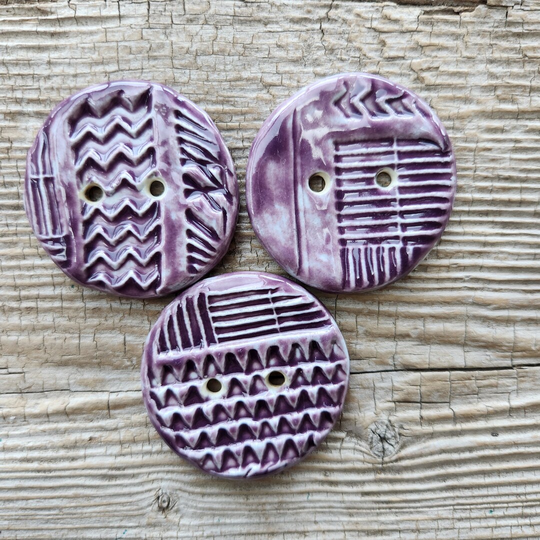 Purple Buttons, Ceramic Buttons, Large Buttons, Sewing Supplies - Etsy