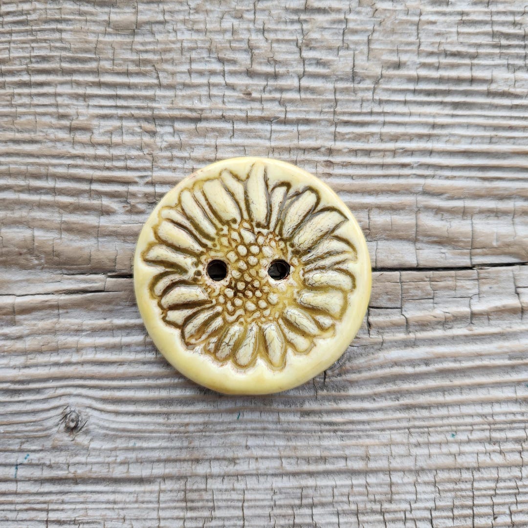 Sunflower Buttons, Yellow Buttons, Large Buttons, Ceramic Buttons ...