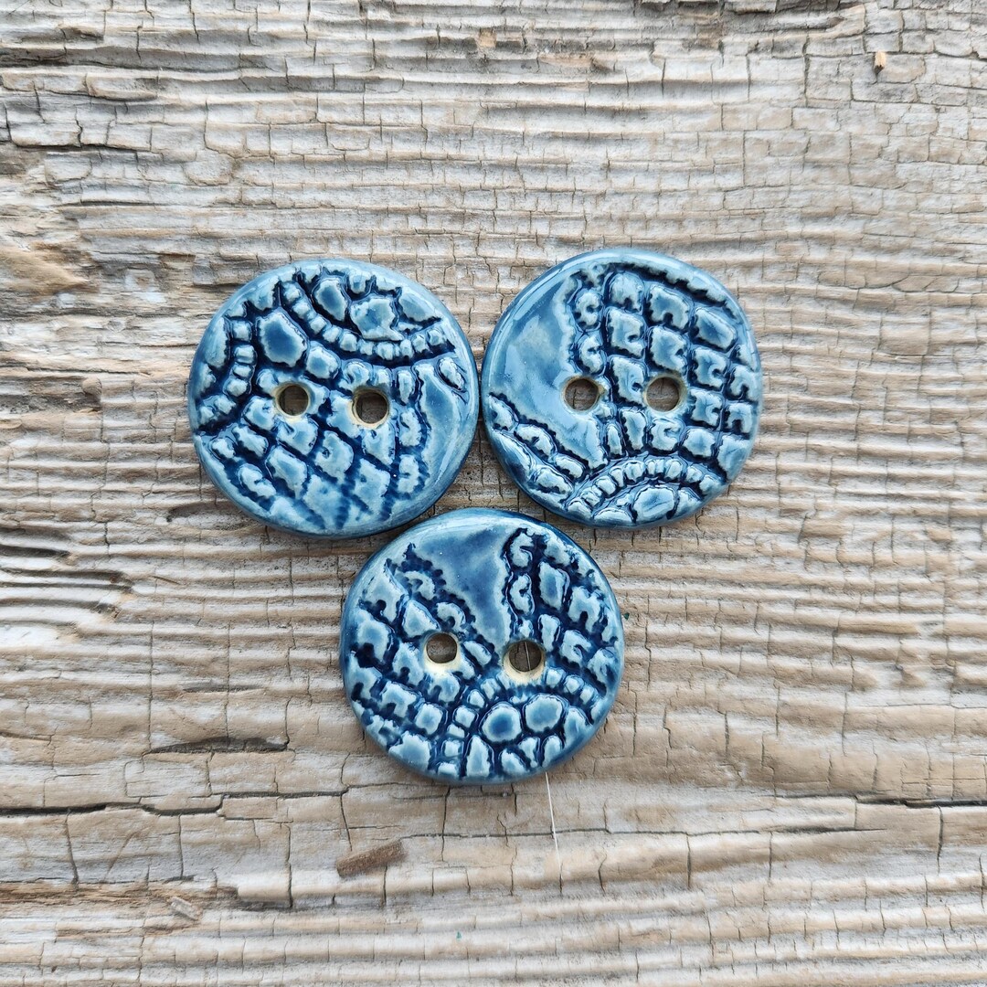 Teal Buttons, Ceramic Buttons, Sewing Notions - Etsy