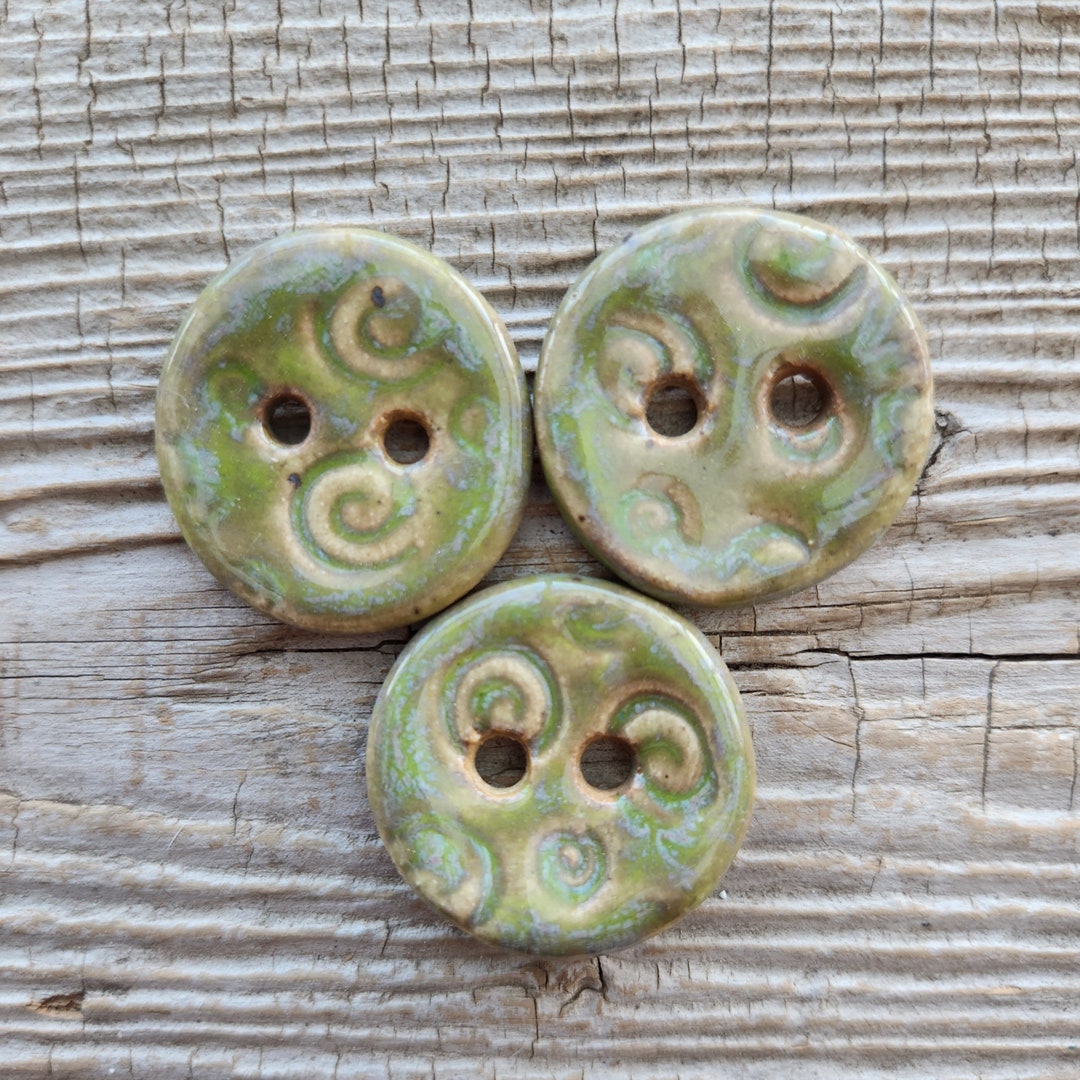 Green Buttons, Handmade Ceramic Buttons, Sewing Buttons - Etsy