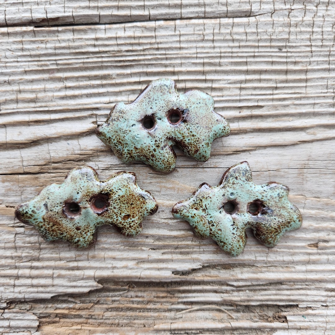 Leaf Buttons, Handmade Ceramic Buttons, Green Buttons, Sewing Notions ...