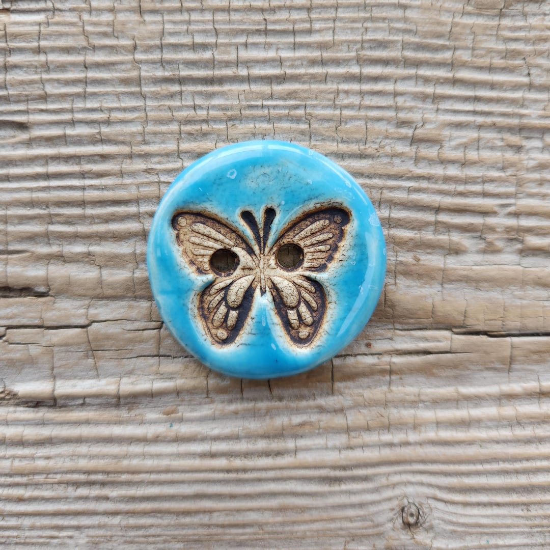 Butterfly Buttons, Turquoise Buttons, Ceramic Buttons, Sewing Supplies ...